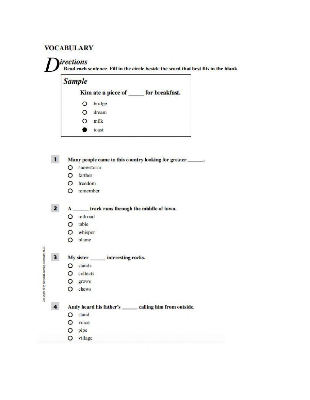 L.A. Placement Exam worksheet | Live Worksheets