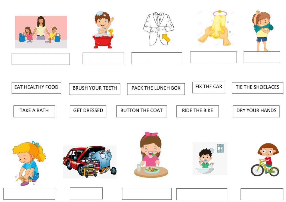 Daily actions - drag worksheet | Live Worksheets