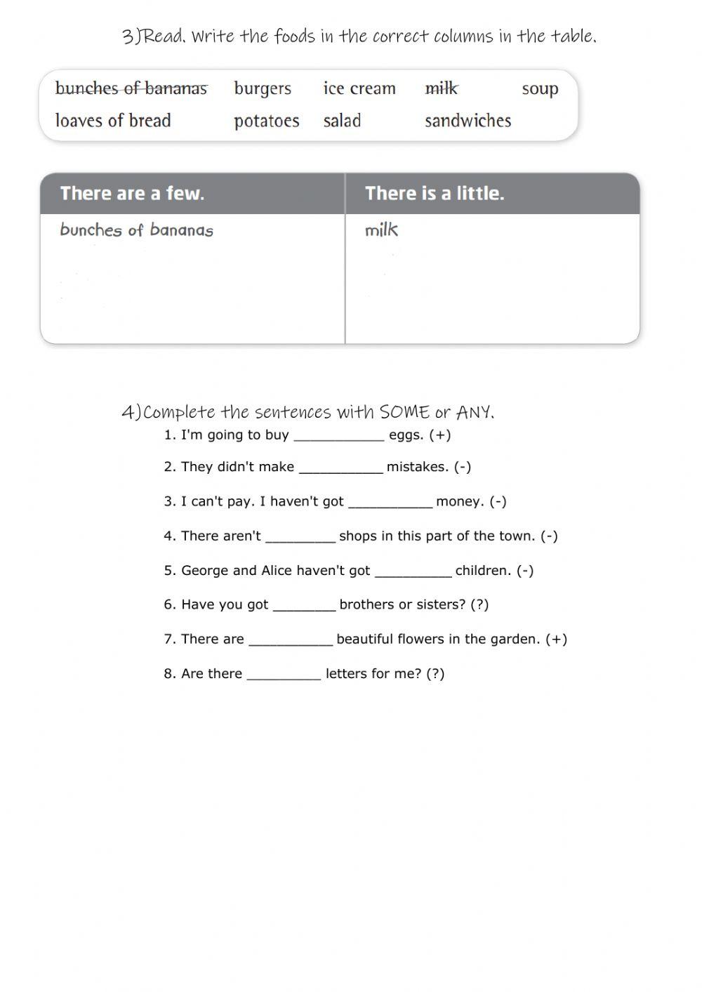 Food quantities | Free Interactive Worksheets | 340963