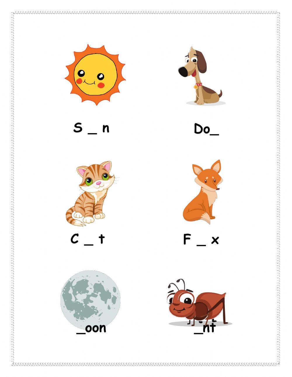 Filling up words | CinthiaJME | Live Worksheets