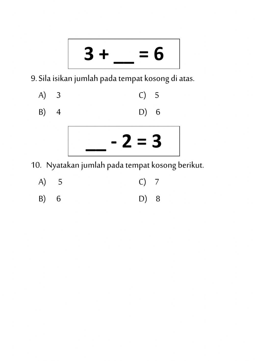 Hasil tambah interactive worksheet | Live Worksheets
