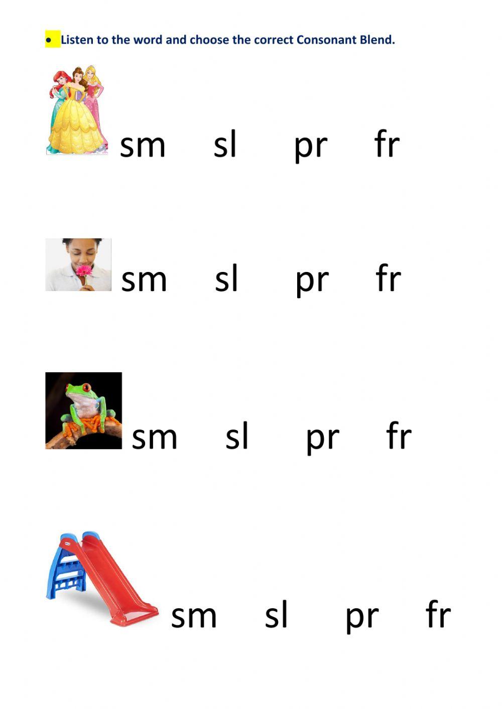 Consonant Blend Interactive Worksheet Live Worksheets