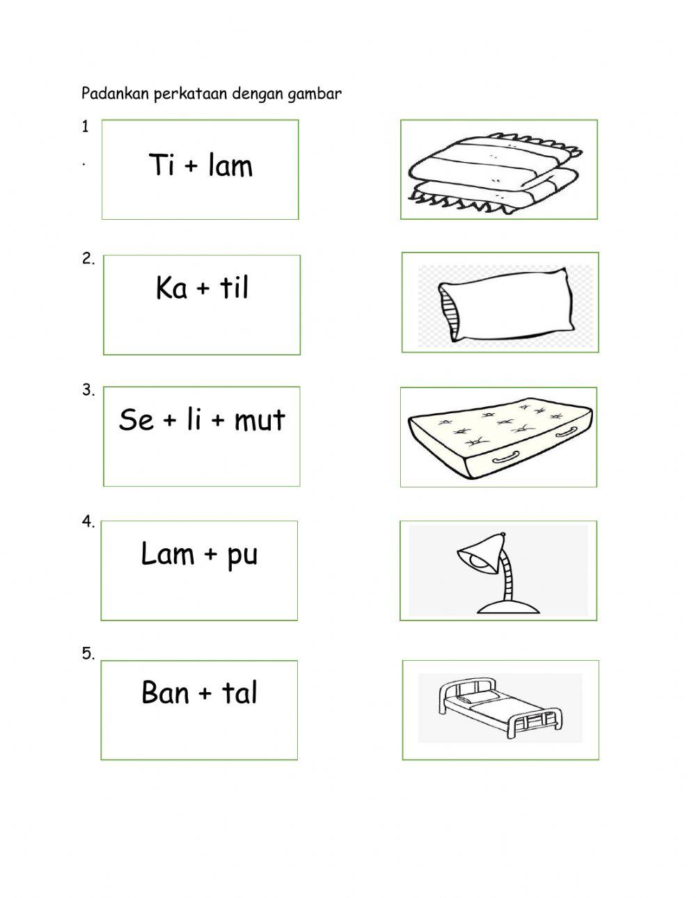 Padankan gambar dan perkataan worksheet | Live Worksheets