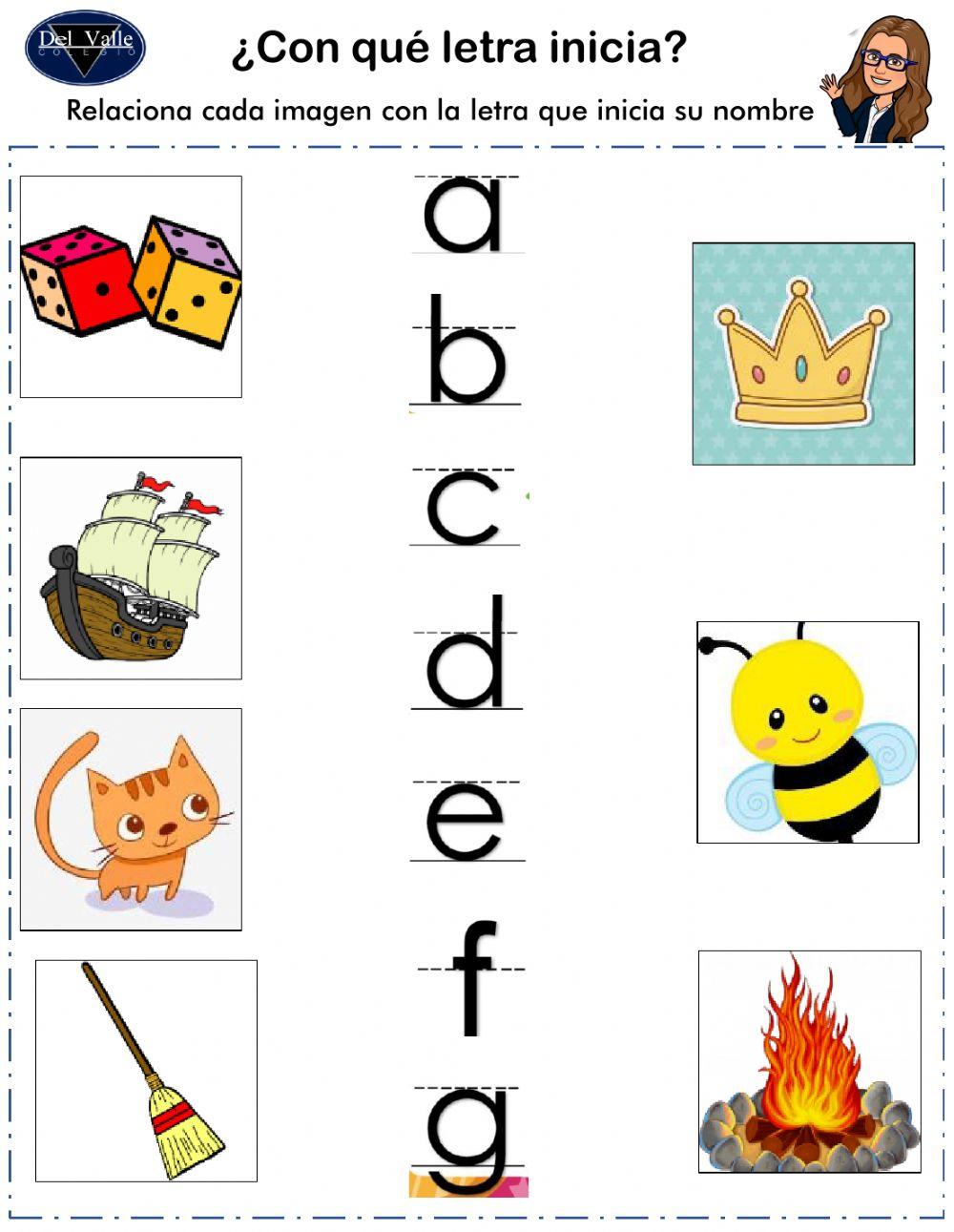 ¿Con qué letra empieza? | Live Worksheets