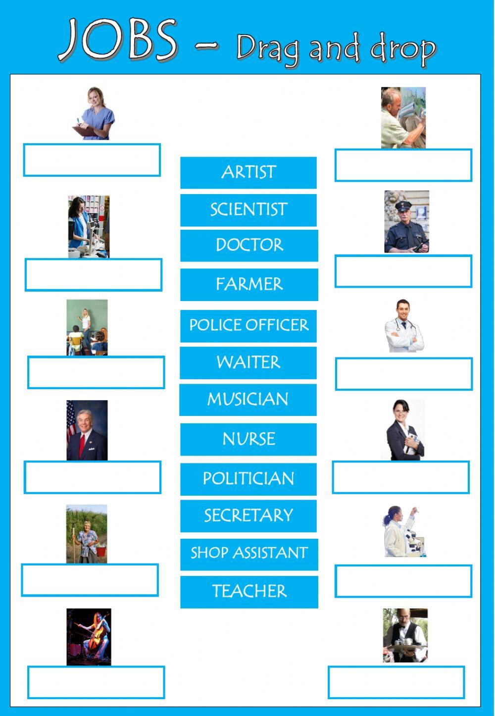 Jobs online exercise for elementary | Live Worksheets