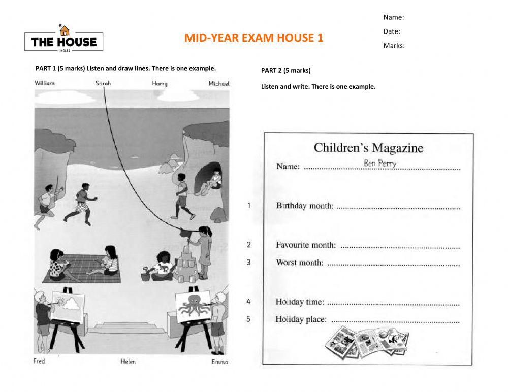 Mid year exam interactive worksheet | Live Worksheets