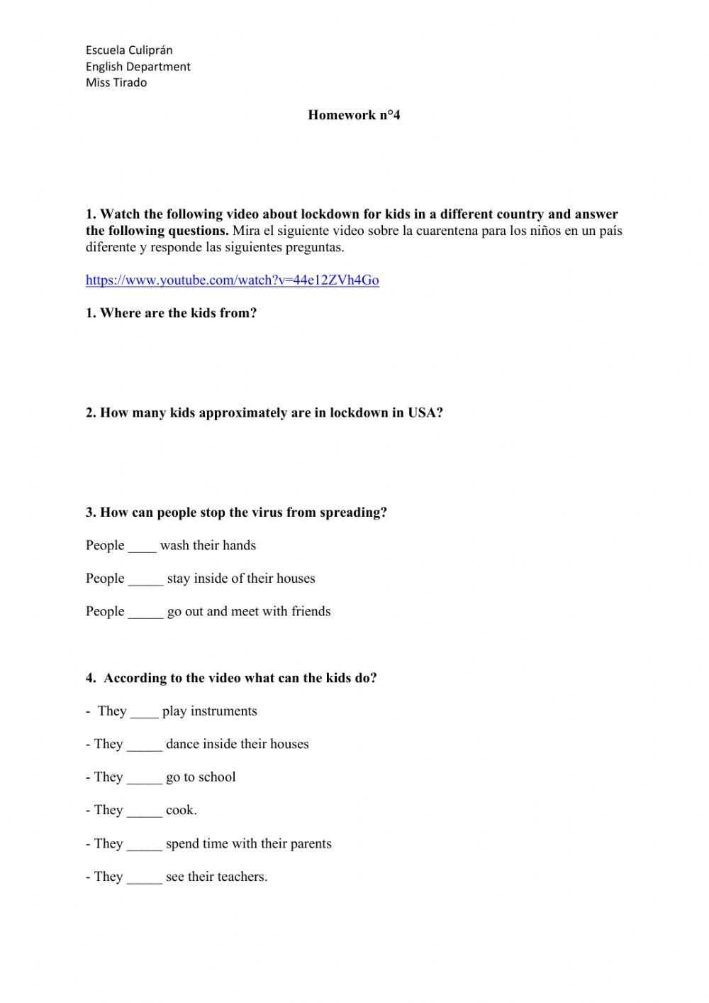 What you can and can't do during lockdown worksheet | Live Worksheets