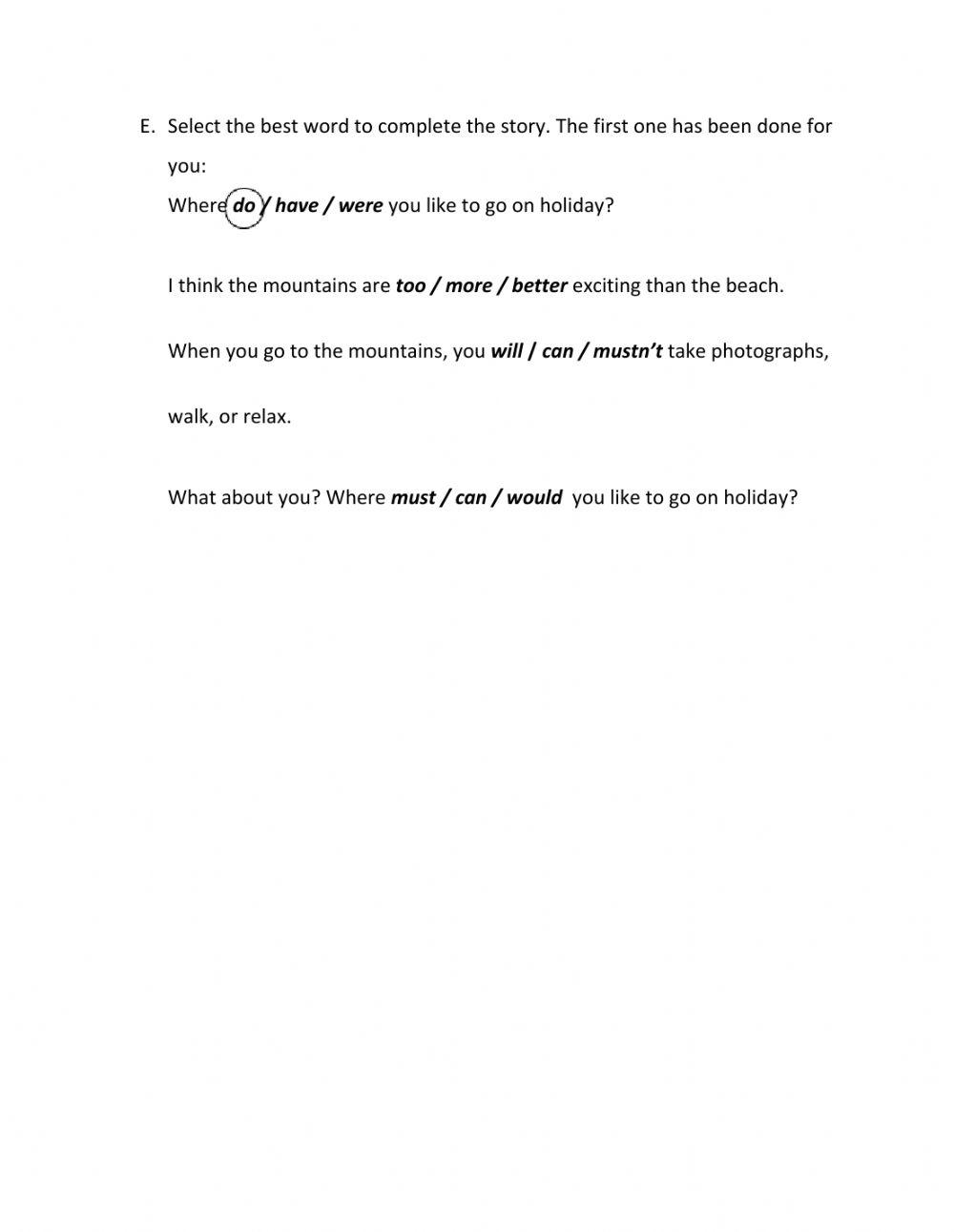 Primary 3 Diagnostic - English (Reading-Writing) online exercise for ...