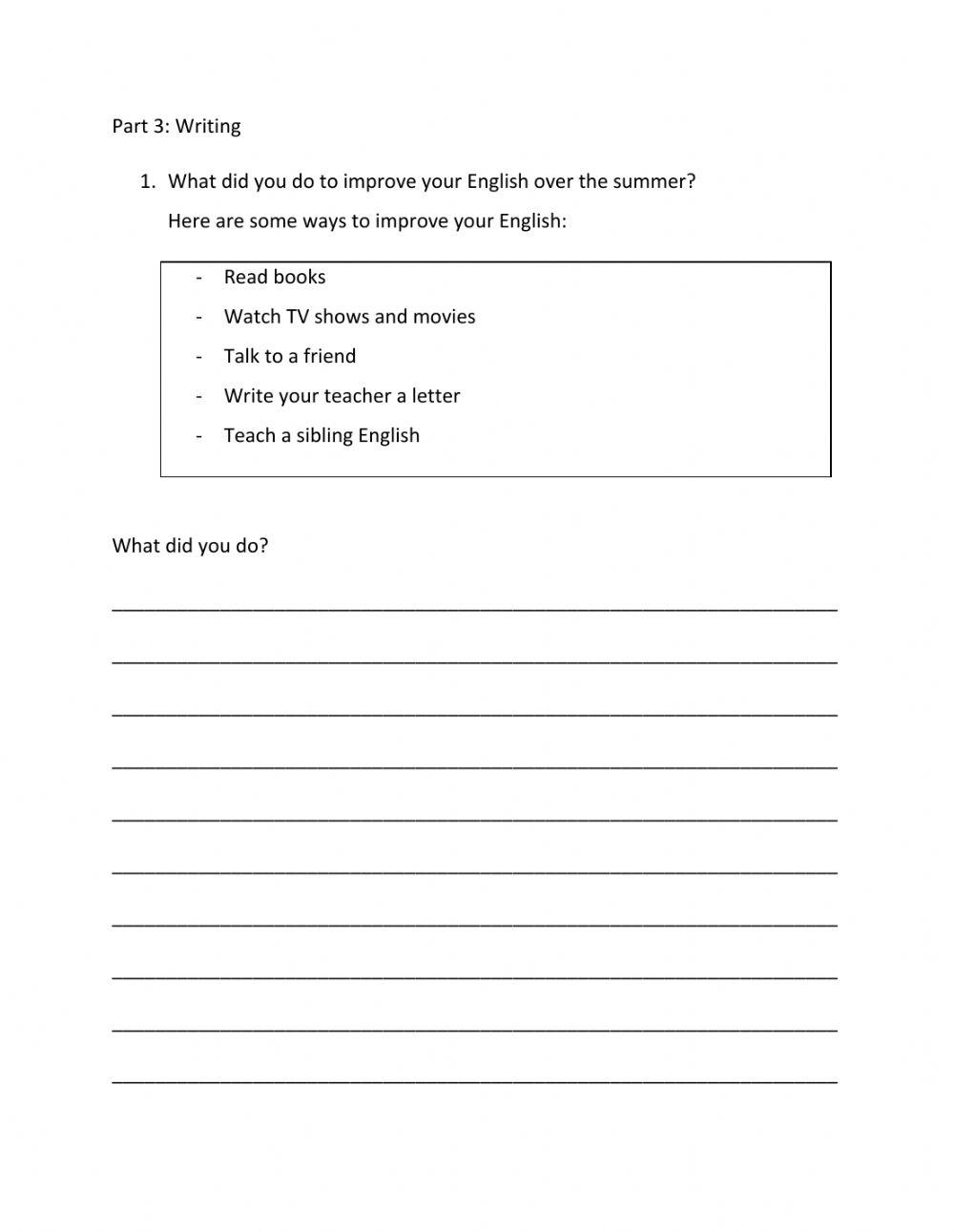 Primary 3 Diagnostic - English (Reading-Writing) online exercise for ...