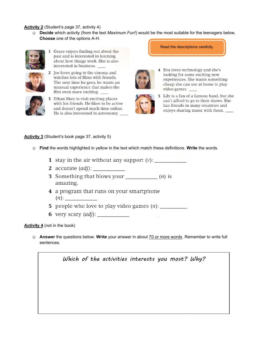 5973151 | U4 - A1 - Reading - Free time activities