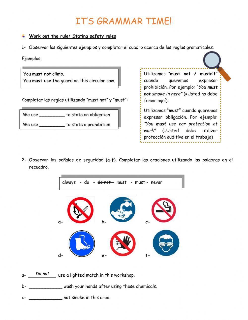 Grammar Activities (must - must not) worksheet | Live Worksheets
