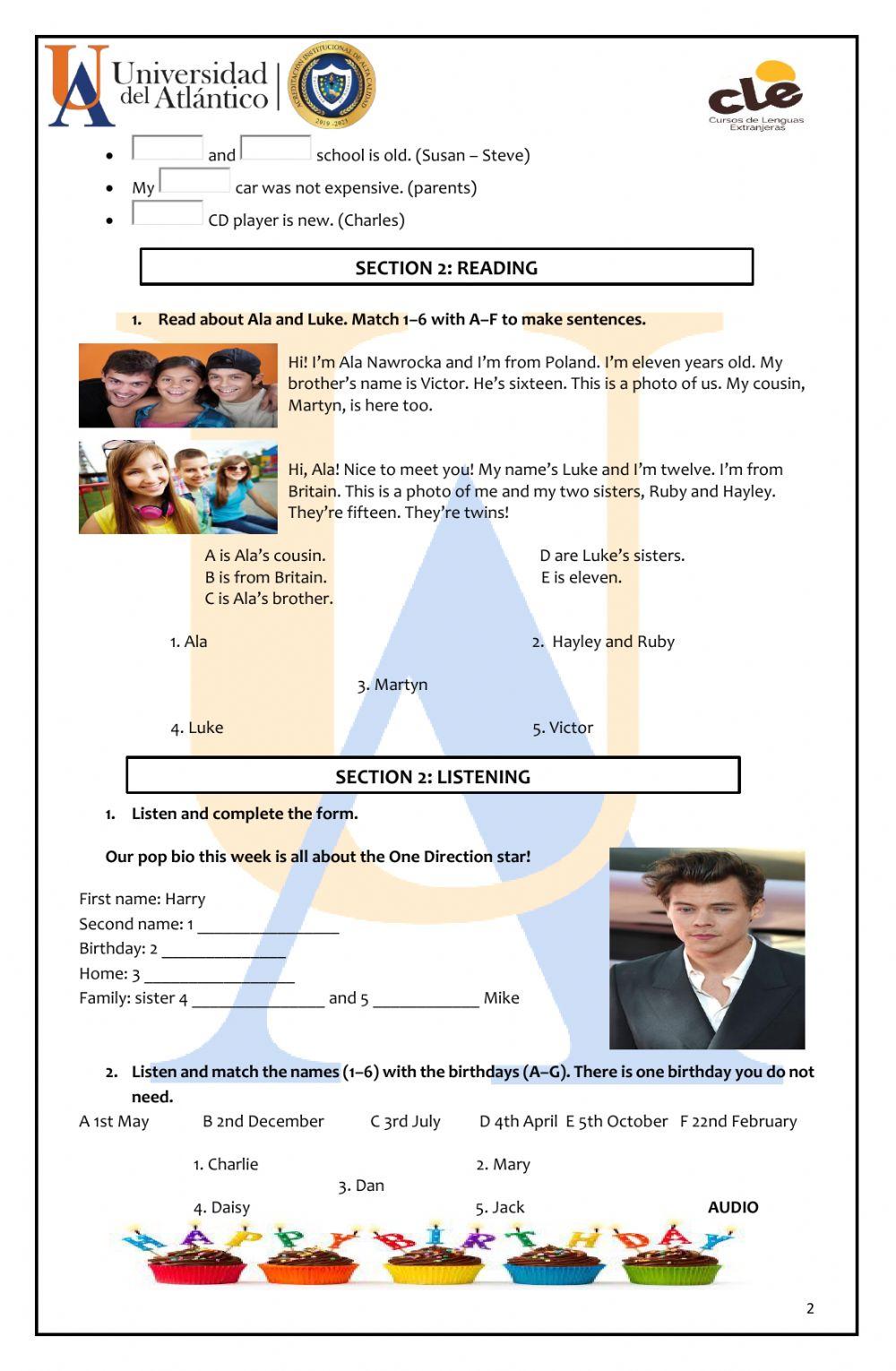 Starter unit worksheet | Live Worksheets