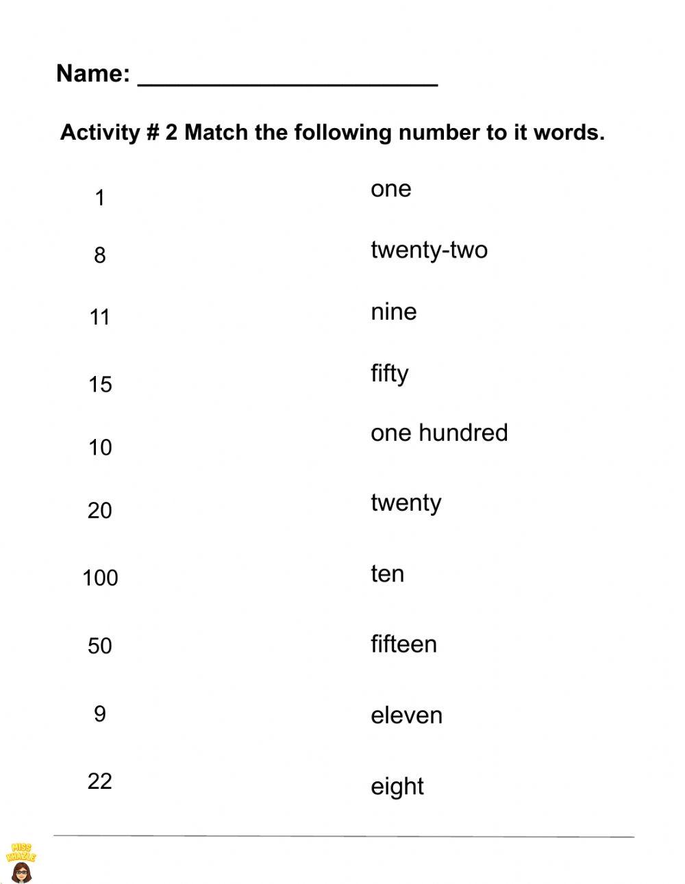 343007 | Number words | Khazle Ignacio | LiveWorksheets