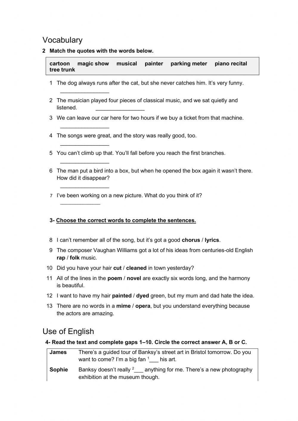 Short test | Live Worksheets