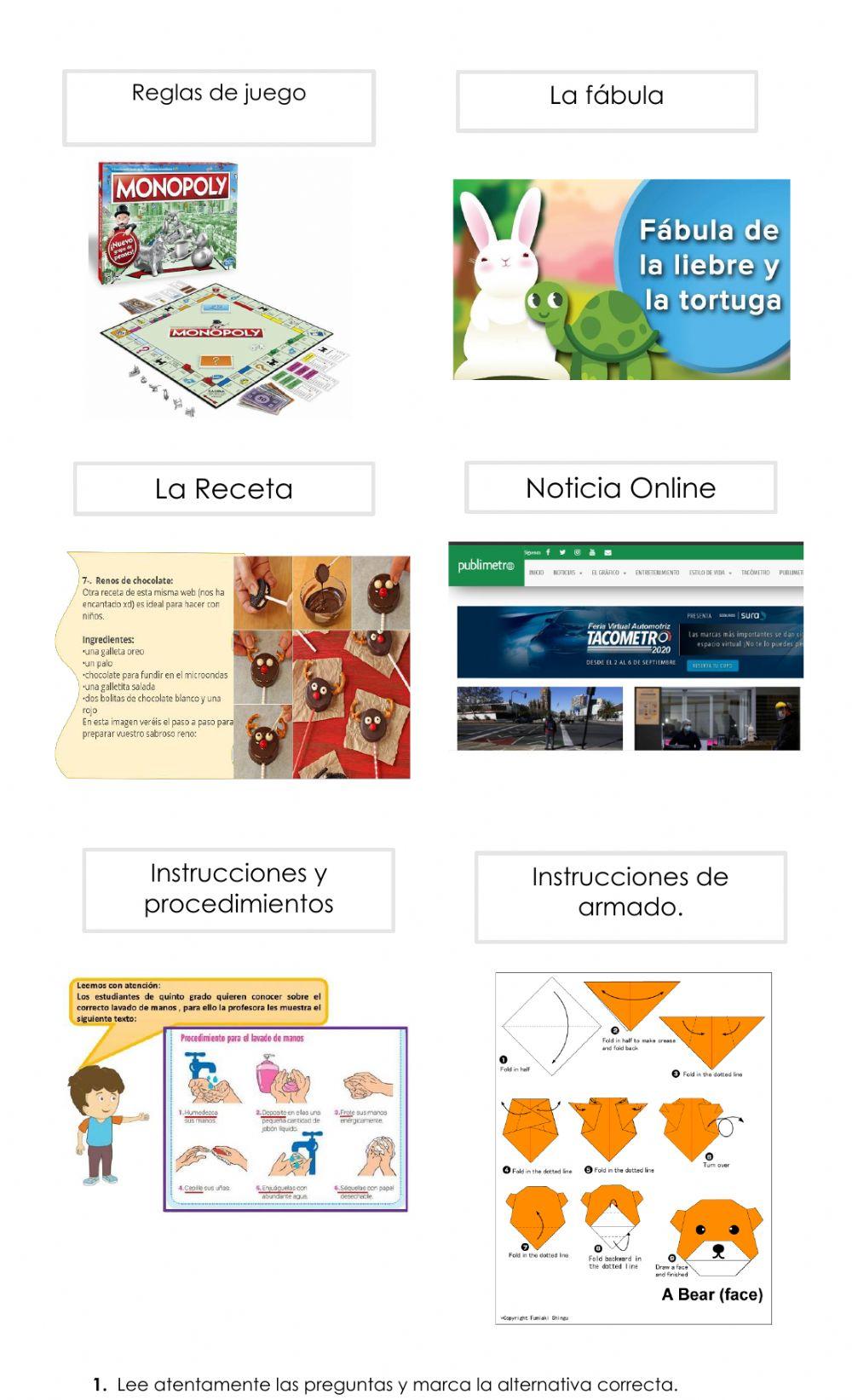 Ficha Interactiva: Textos Instructivos online exercise for | Live Worksheets