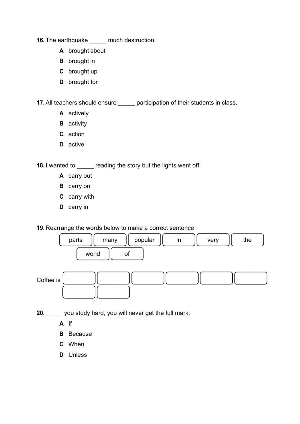 EmSAT Sample Exam 1- Grammar online exercise for | Live Worksheets