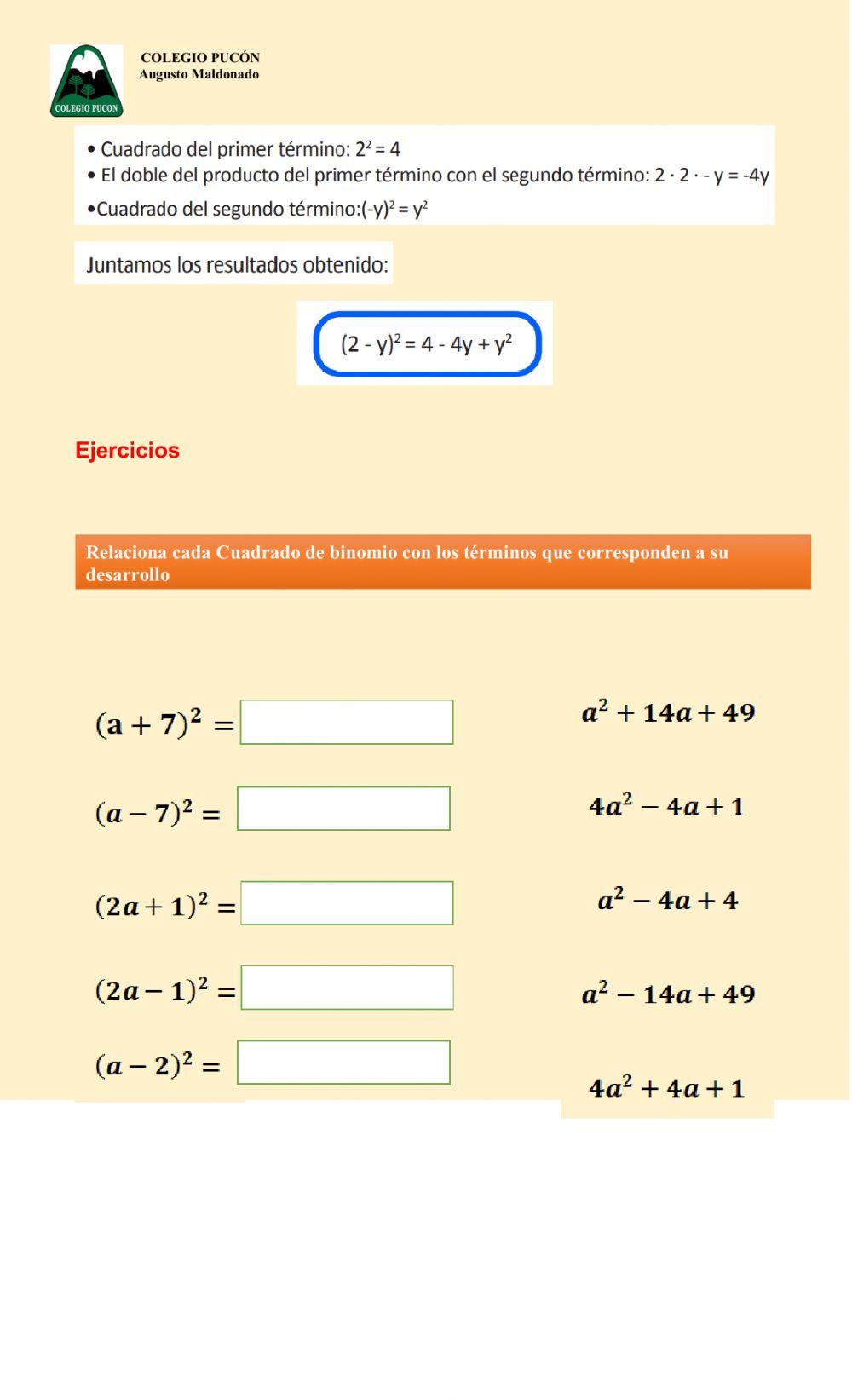 Álgebra online pdf activity | Live Worksheets