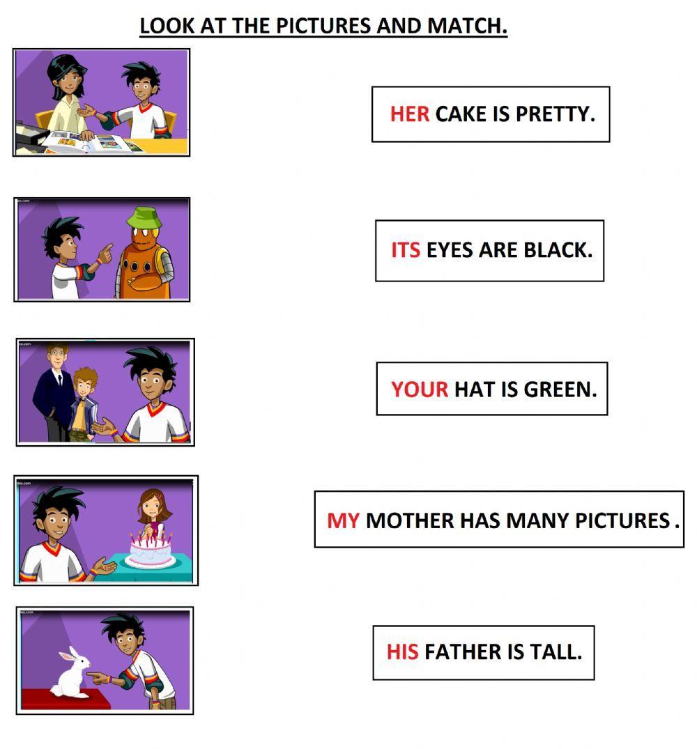 Look at the pictures and match worksheet | Live Worksheets