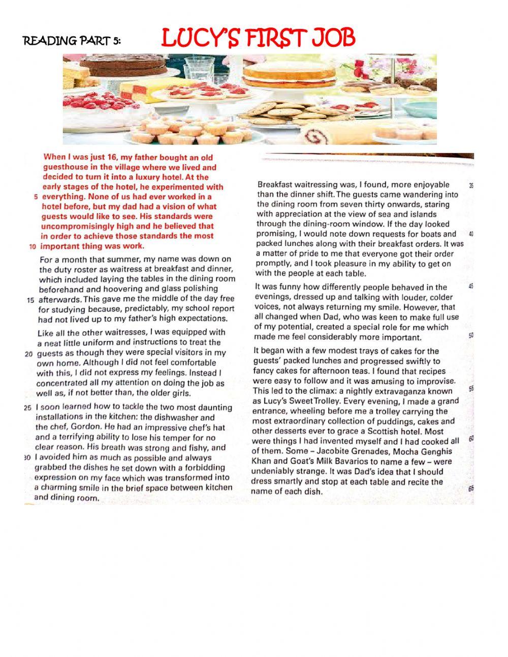 READING: LUCY'S… | Free Interactive Worksheets | 5975840