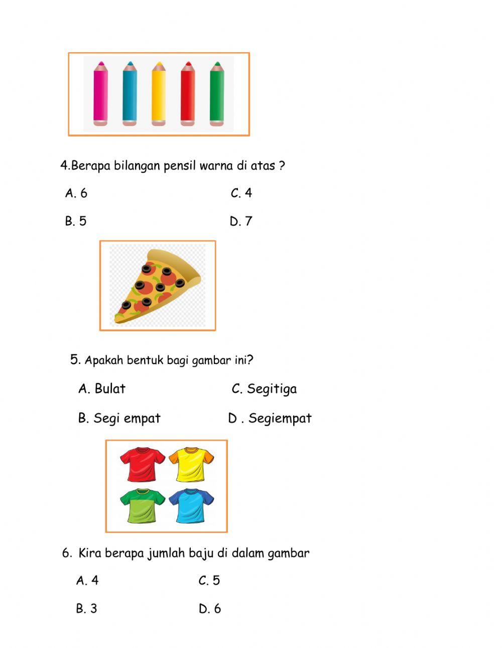 Awal matematik worksheet | Live Worksheets