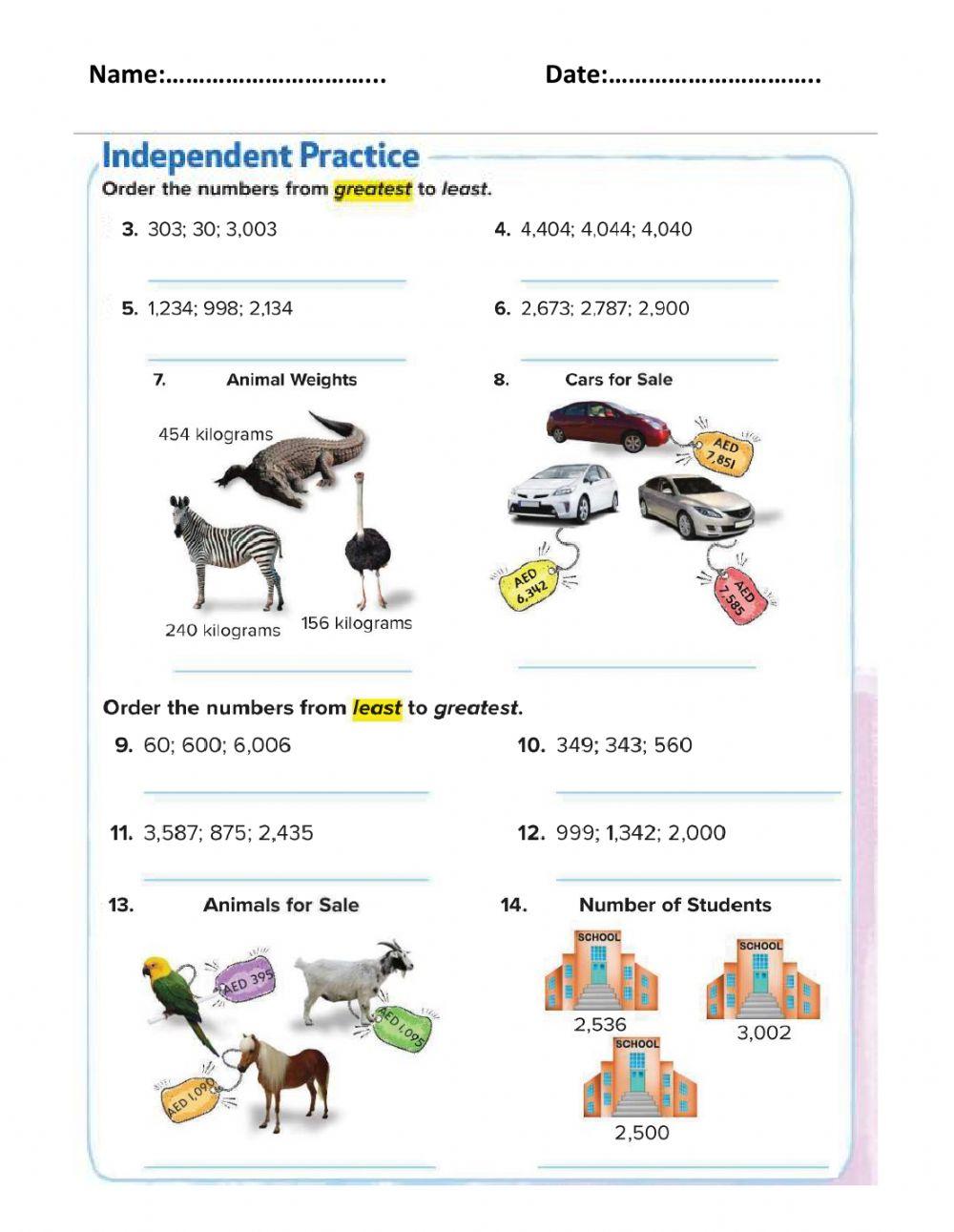 Compare Numbers Interactive Worksheet | Live Worksheets
