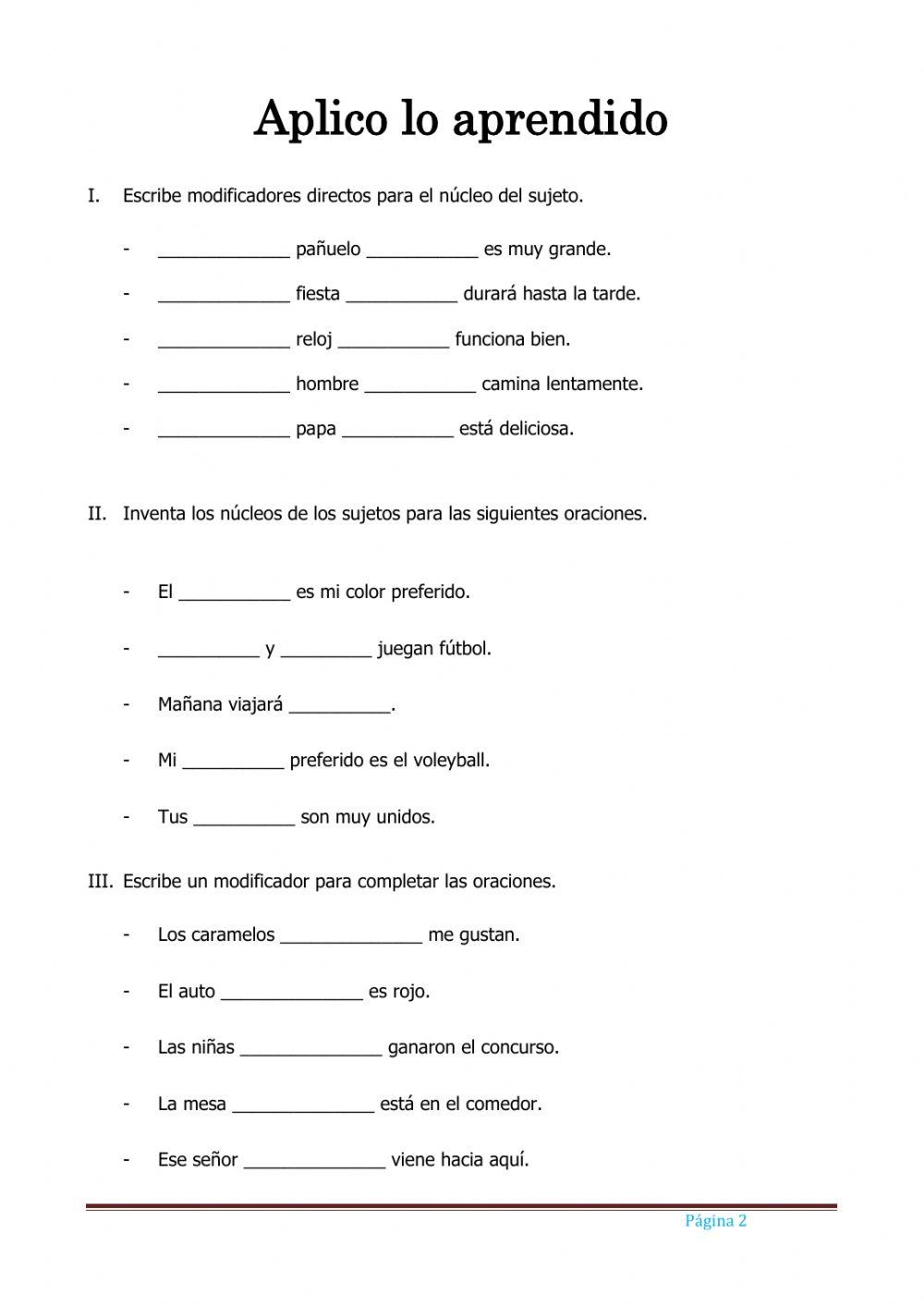 El sujeto online exercise | Live Worksheets