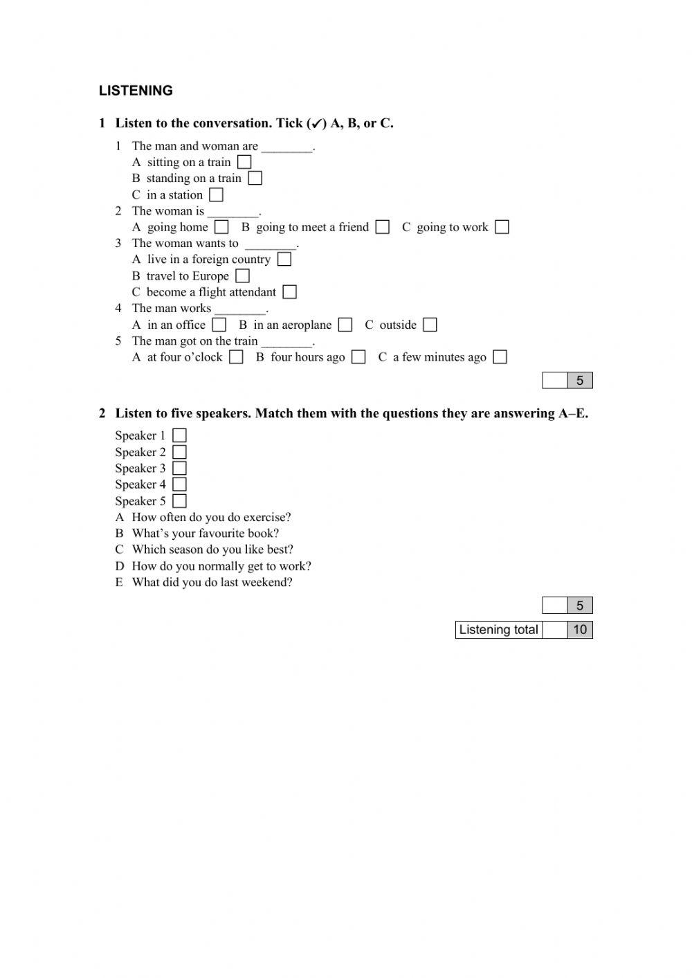 Listening online exercise for ELEMENTARY | Live Worksheets