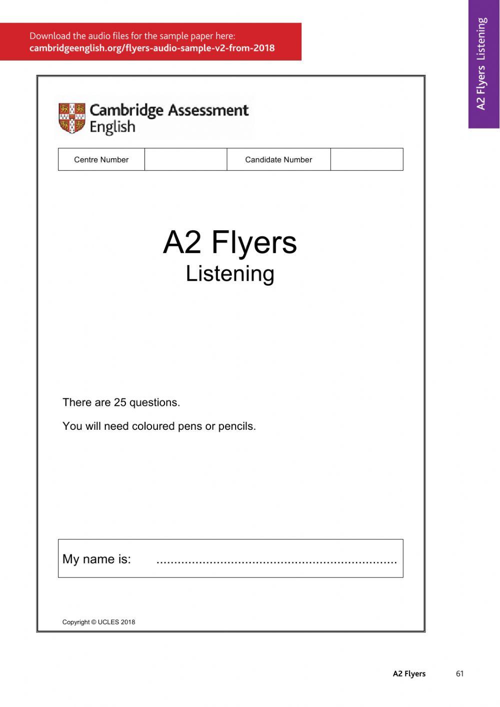A2 Flyers Listening online exercise for | Live Worksheets