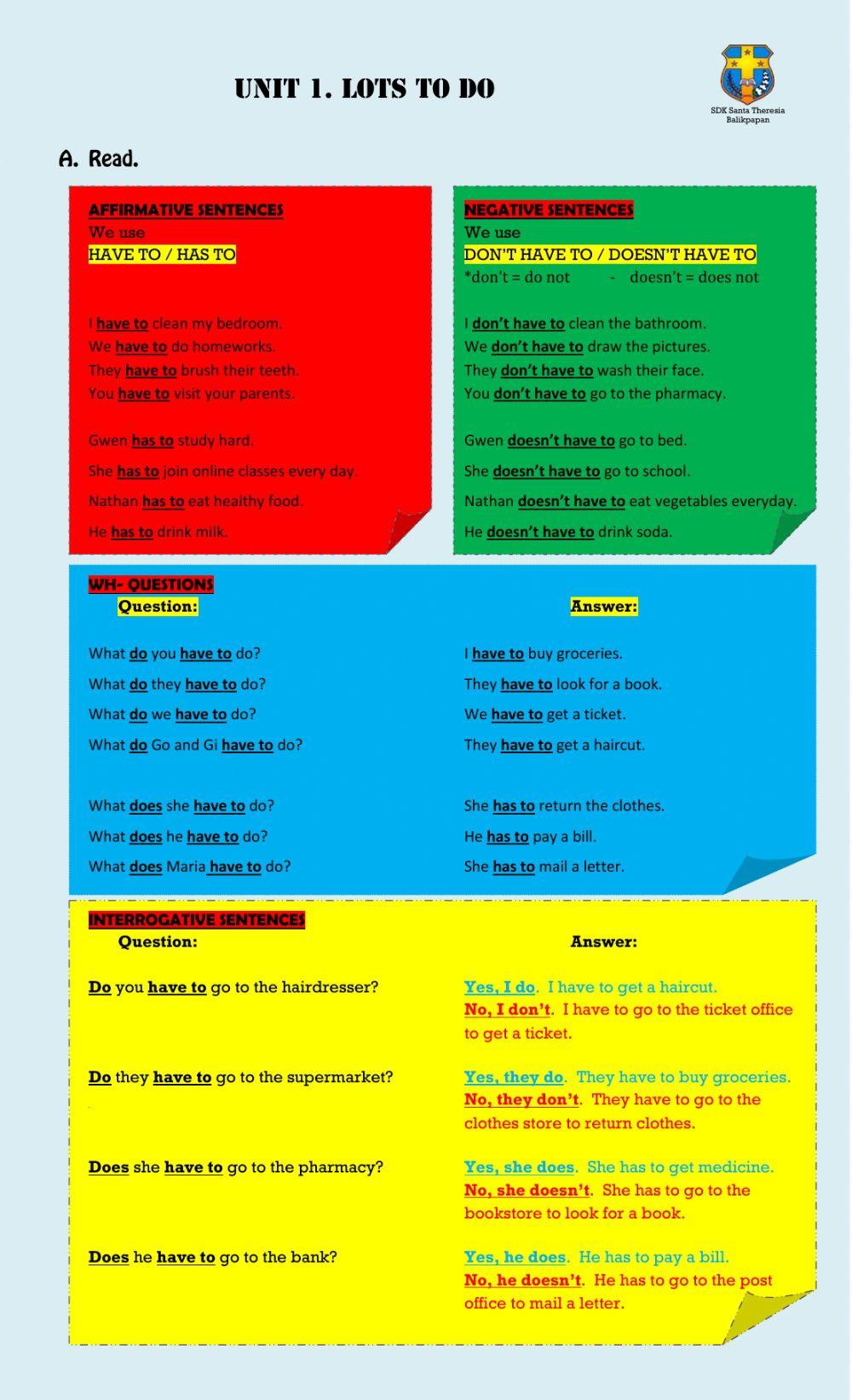 Unit 1. Lots to… | Free Interactive Worksheets | 316997