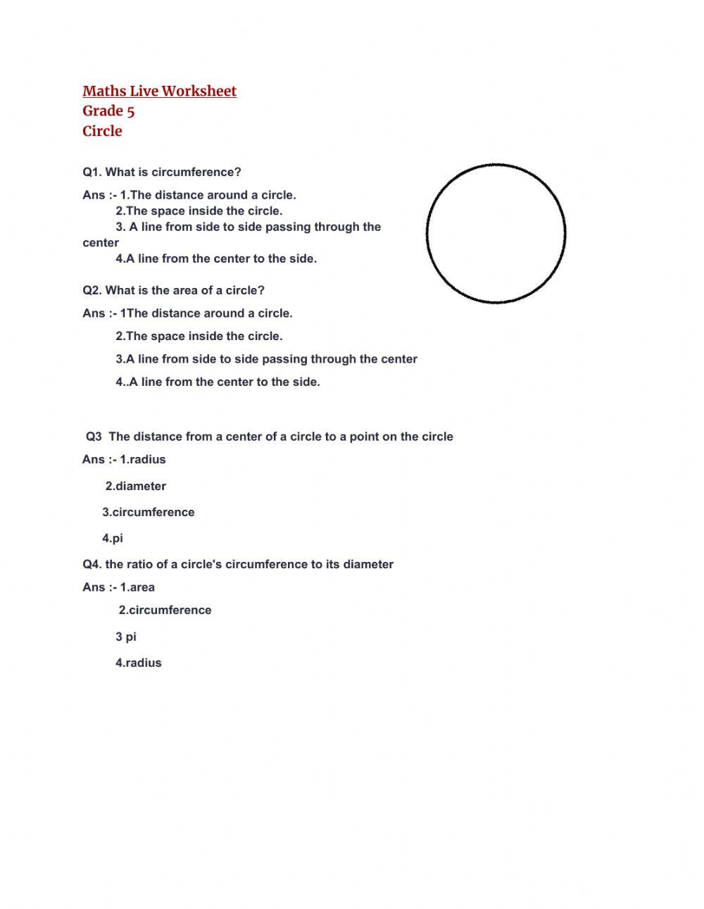 Circles exercise | Live Worksheets