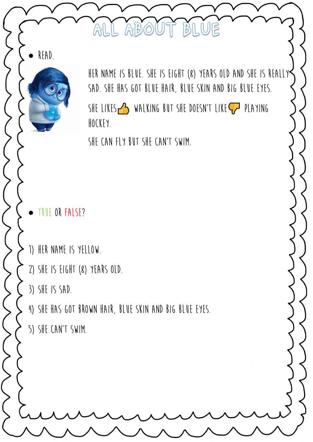 All about Blue interactive worksheet | Live Worksheets