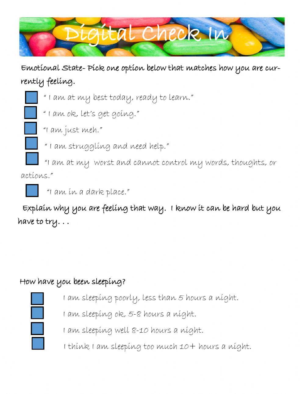 Digital Check In worksheet | Live Worksheets