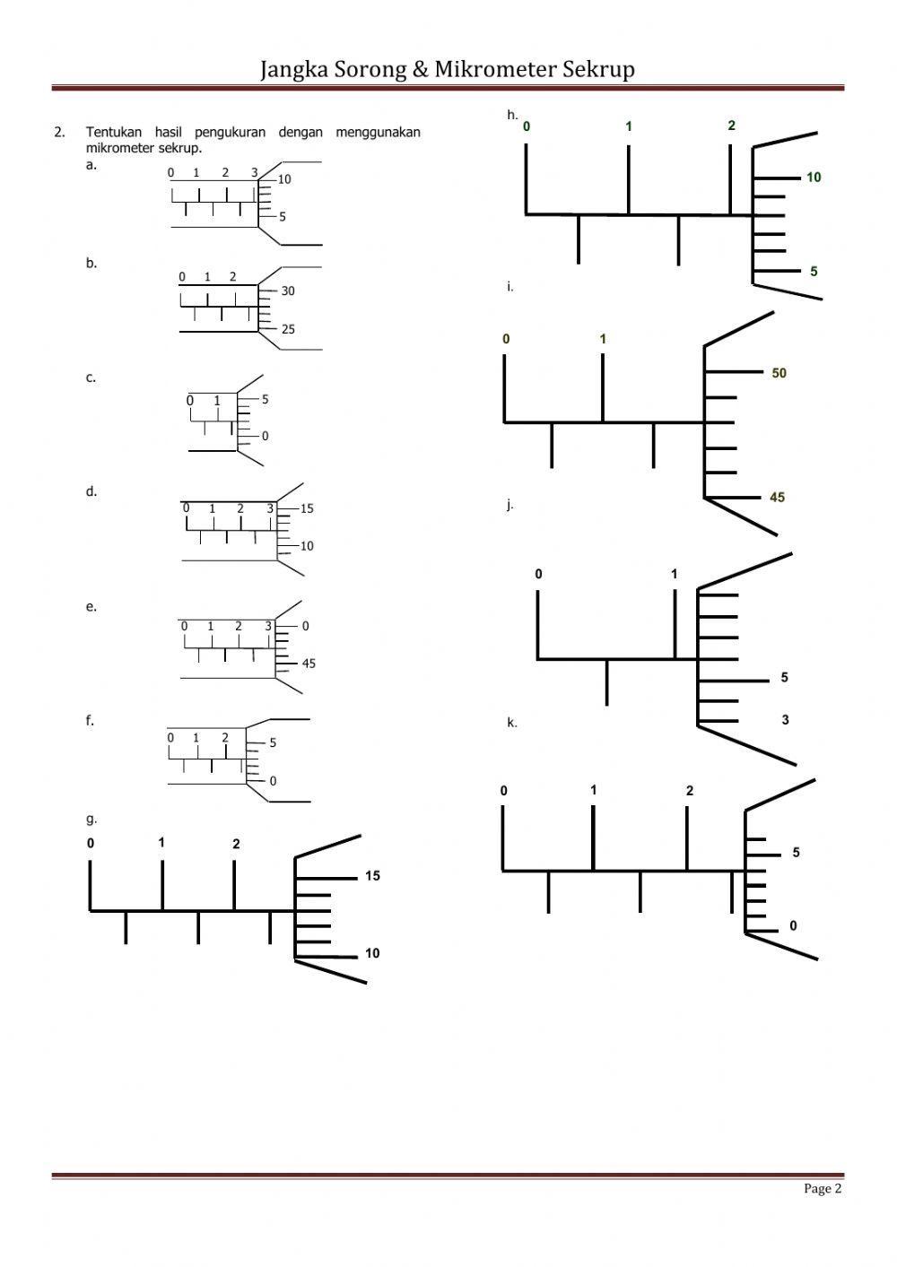 micrometer reading worksheet