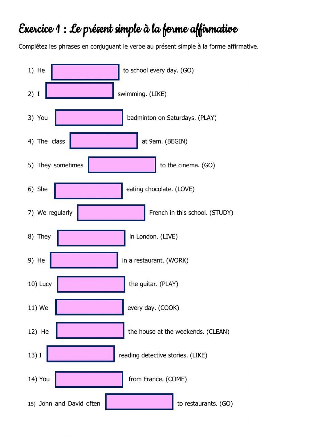 Present simple (forme affirmative) 318086 | Pauline