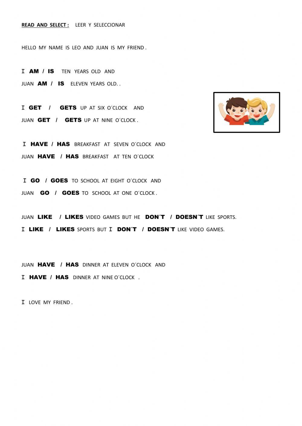 Present simple activity | Live Worksheets
