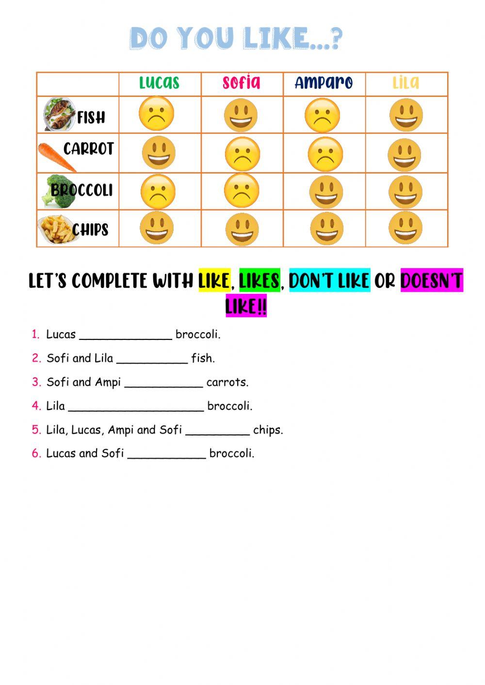 Do you like...? | Free Interactive Worksheets | 5924592