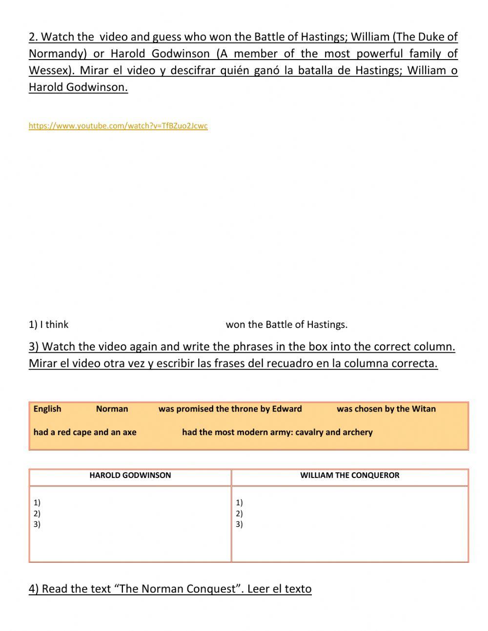 The Norman Conq… | Free Interactive Worksheets | 314915