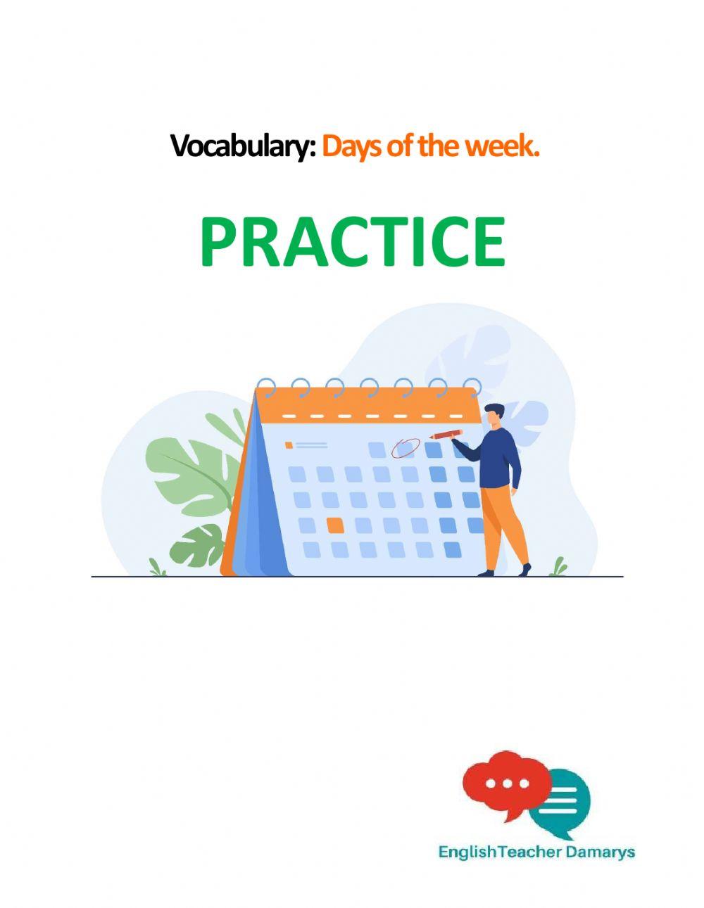 Days of the week practice worksheet | Live Worksheets