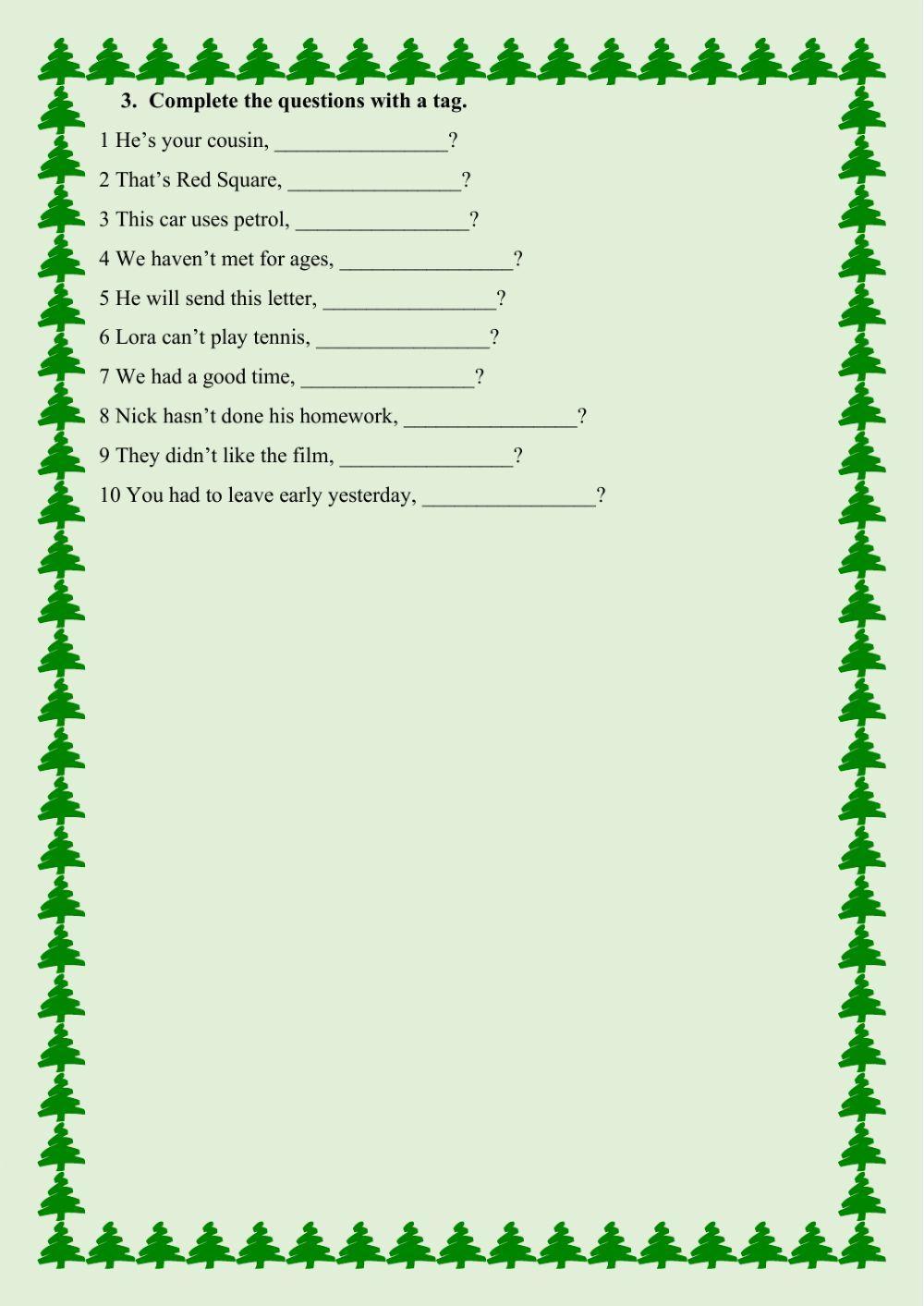 Question Tags | Free Interactive Worksheets | 319146