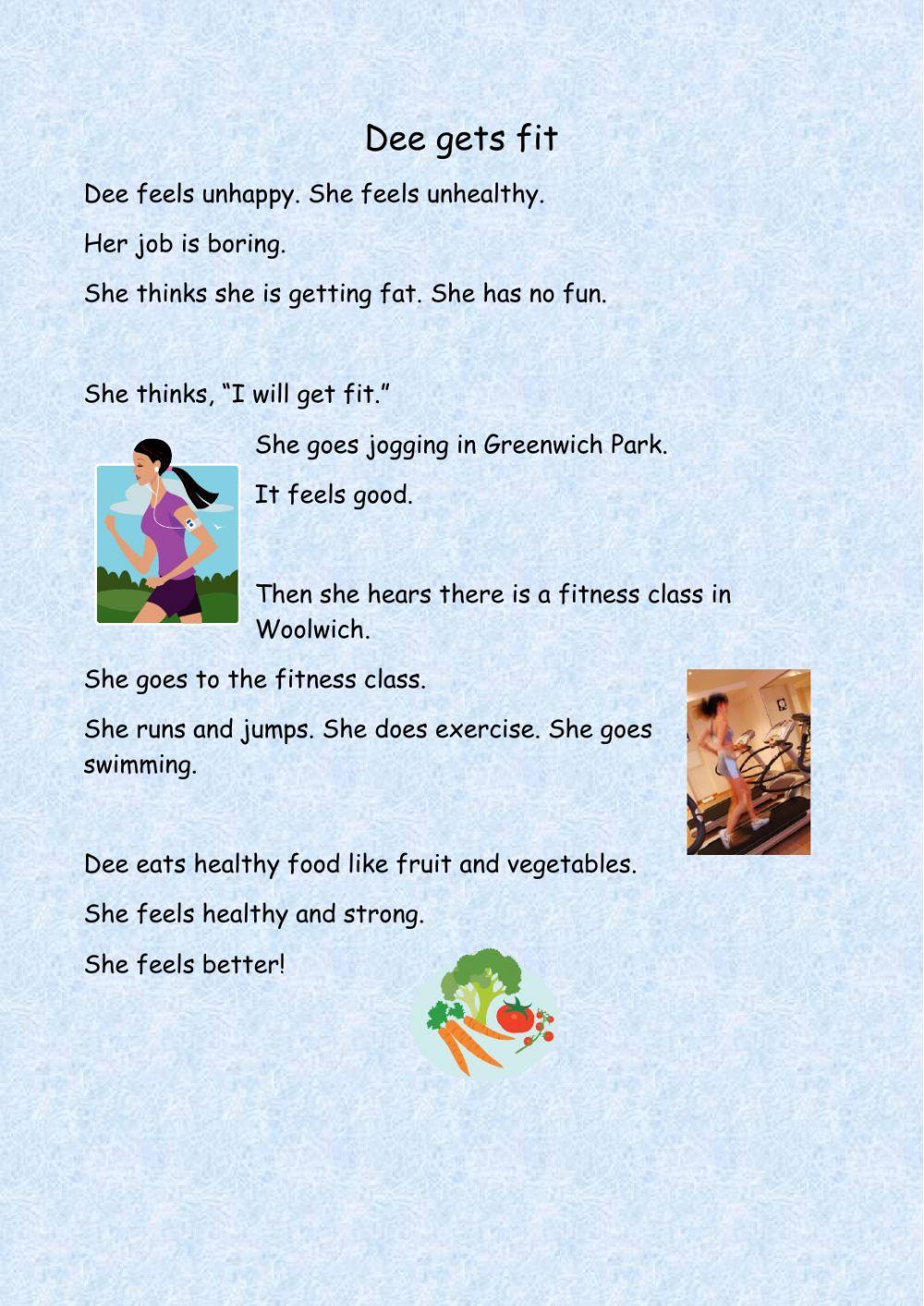 2282257 | Dee gets fit | liviac | LiveWorksheets