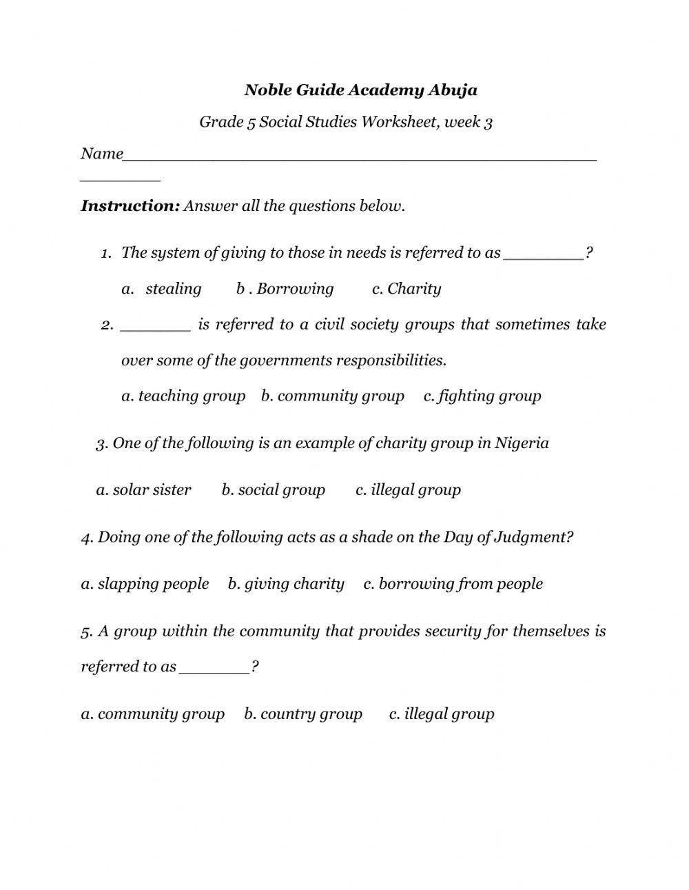 Charities and community groups worksheet | Live Worksheets