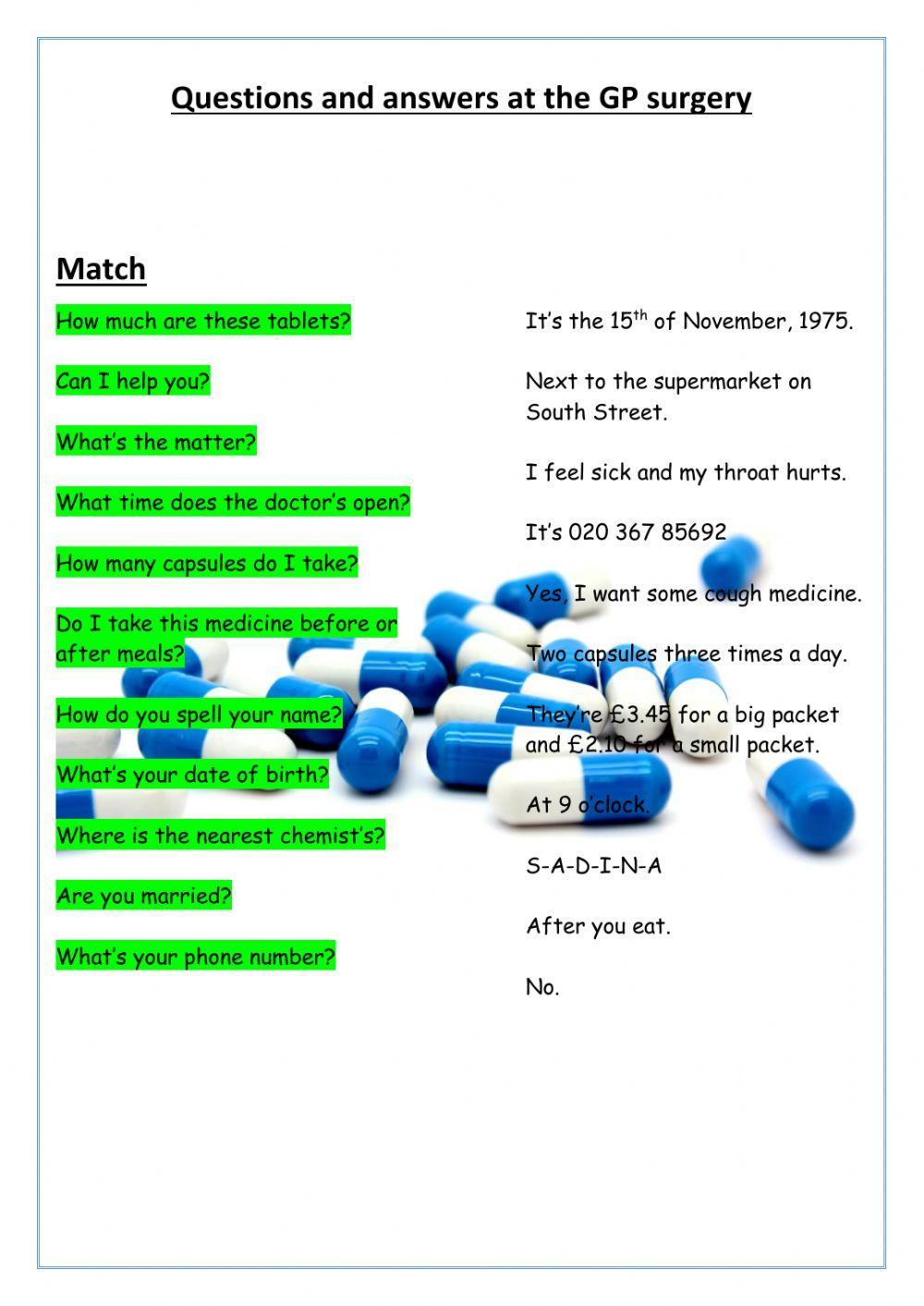Registering with a doctor's surgery. worksheet | Live Worksheets