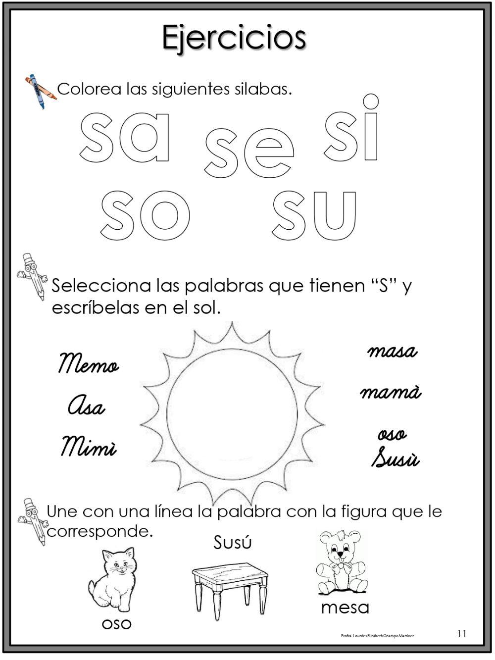 Fonema Ss ejercicios worksheet | Live Worksheets