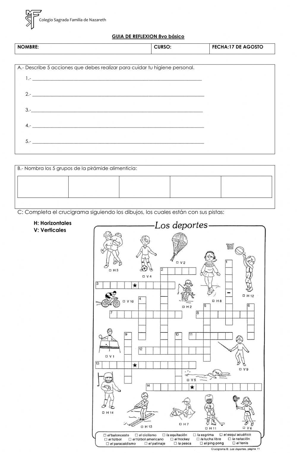 8vo basico worksheet | Live Worksheets