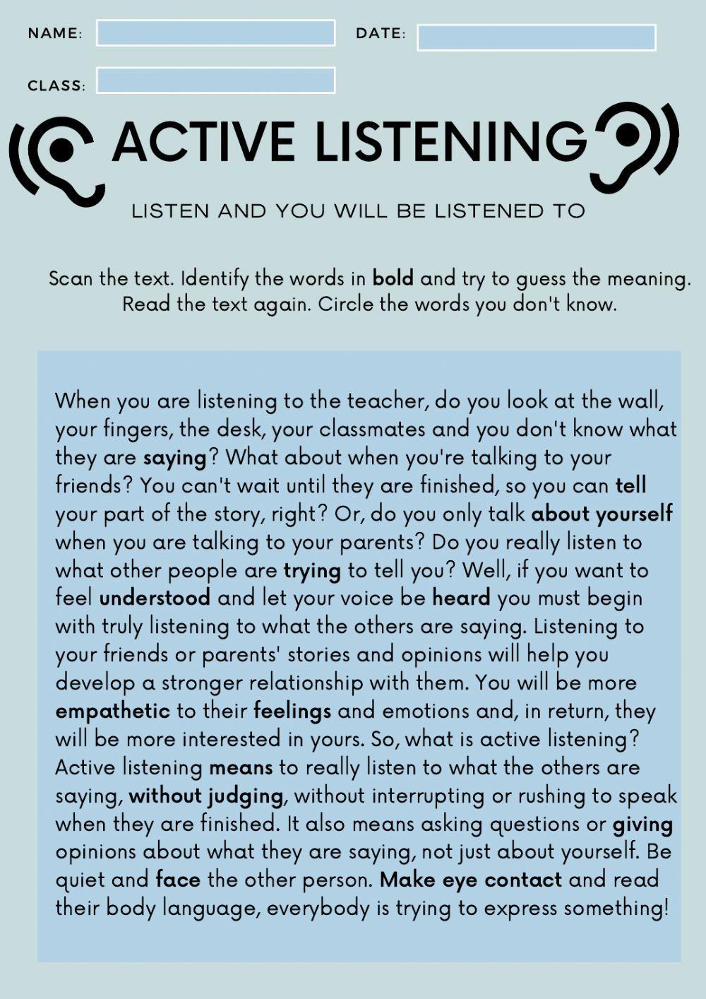 Active Listening Worksheet Live Worksheets active-listening-worksheet-live-worksheets