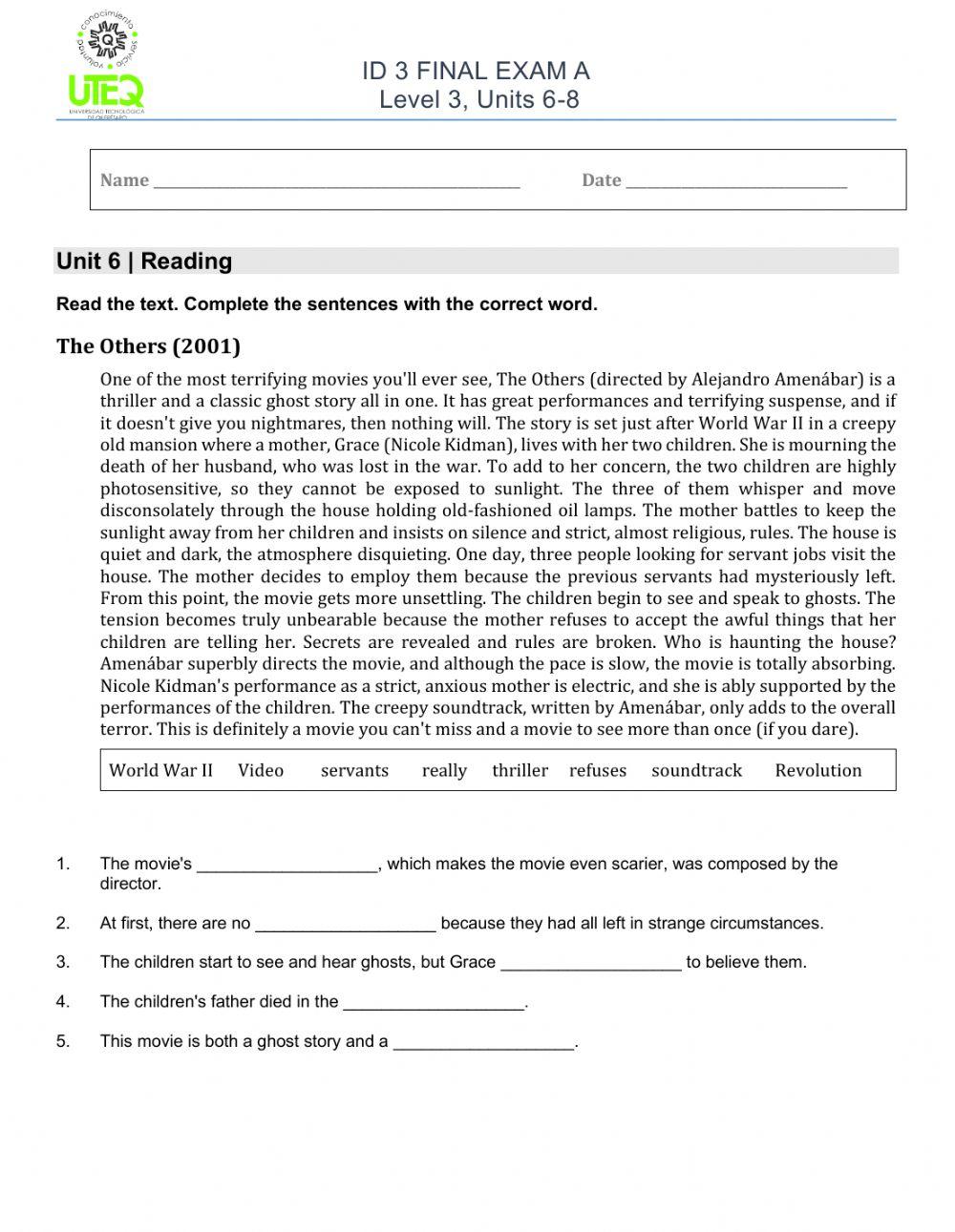 ID3 Final Exam Duales online exercise for | Live Worksheets