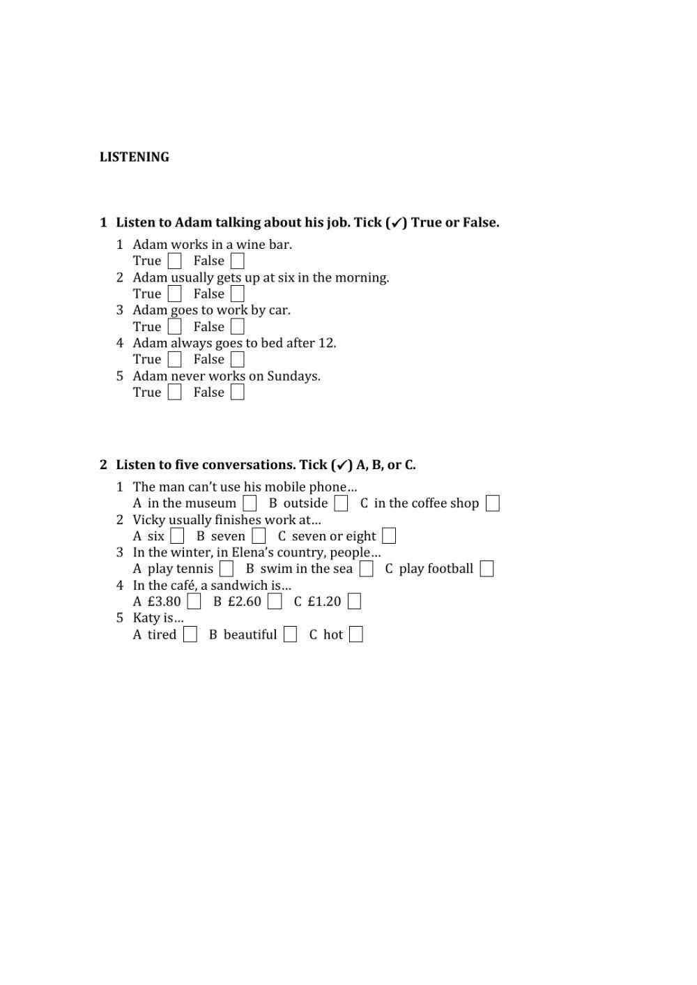 Listening Practice online pdf exercise for Intensive 1 & 2 | Live ...