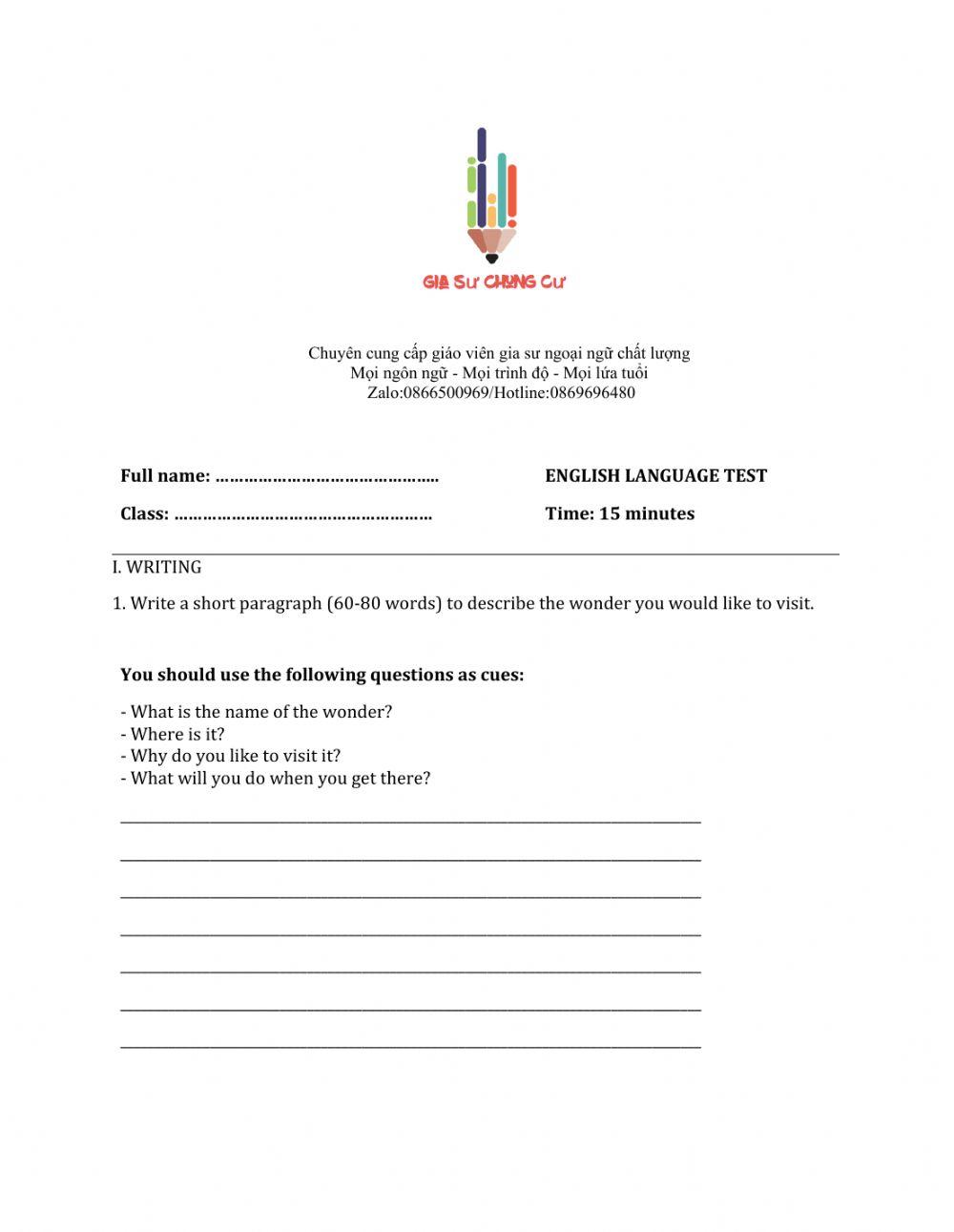 Lớp 6 - Unit 6 OUR TET HOLIDAY-WRITING interactive worksheet | Live ...