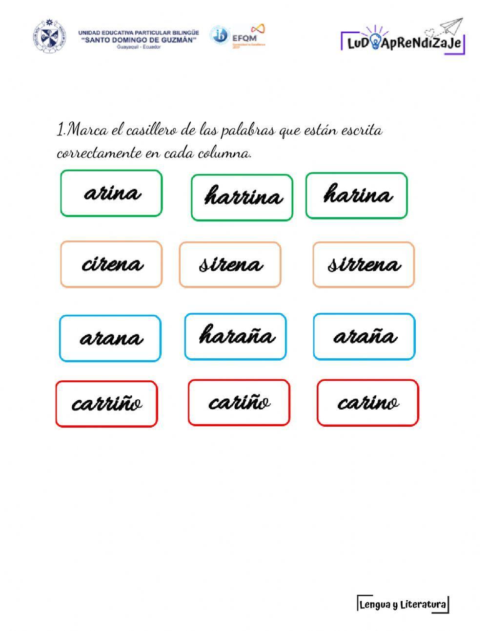 Refuerzo letra R suave y fuerte worksheet | Live Worksheets