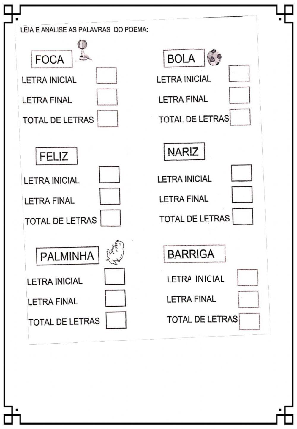 Letra F Alfabetização worksheet | Live Worksheets